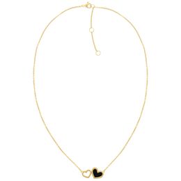 Kette mit Anhänger Tommy Hilfiger "Schmuck Edelstahl Halsschmuck Ankerkette ENAMEL HEARTS" Halsketten Gr. Edelstahl, Länge: 51 cm, goldfarben (goldfarben, schwarz> <goldfarben, schwarz) Damen Ketten mit Anhänger