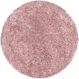 Hochflor-Teppich Ayyildiz Teppiche "SYDNEY 3000" Teppiche Gr. Ø 160 cm, 50 mm, 1 St., rosa (rosé) Esszimmerteppiche