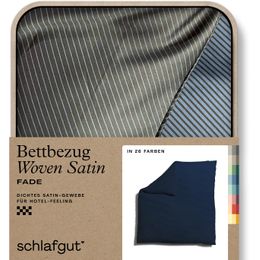 Bettbezug Schlafgut "Woven Satin Fade mit feinen Streifen" Bettbezüge Gr. B/L: 200 cm x 200 cm, blau (blue deep, off, black) Mako-Satin-Bettwäsche