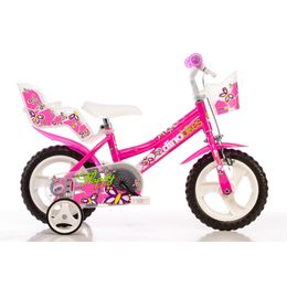 Kinderfahrrad DINO "Mädchenfahrrad 12 Zoll" Fahrräder Gr. 22 cm, 12 Zoll (30,48 cm), pink Kinder Kinderfahrräder