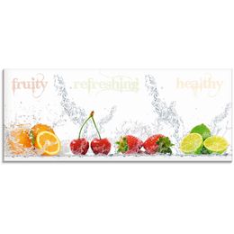 Glasbild Artland "Fruchtig erfrischend gesund Fruchtmix" Bilder Gr. B/H: 125 cm x 50 cm, Lebensmittel, 1 St., bunt Glasbilder