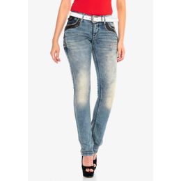 Cipo & Baxx Slim-fit-Jeans CIPO & BAXX Gr. 27, Länge 34, blau Damen Jeans Röhrenjeans
