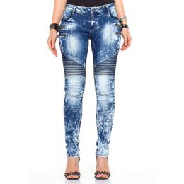 Cipo & Baxx Slim-fit-Jeans CIPO & BAXX Gr. 26, Länge 34, blau (blau, weiß) Damen Jeans Röhrenjeans