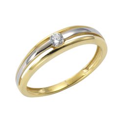 Fingerring Vivance "333/- Gold bicolor Zirkonia" Fingerringe Gr. 052 (16,6), Gold, bunt (mehrfarbig, weiß) Damen Fingerringe