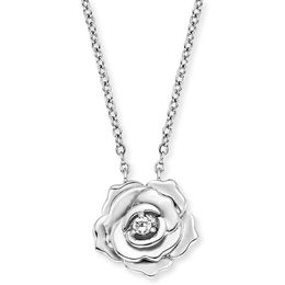 Kette mit Anhänger Engelsrufer "Rose, ERN-ROSE-ZI" Halsketten Gr. Silber 925 (Sterlingsilber), Länge: 44 cm Breite: 1,33 mm, silberfarben (silberfarben, kristallweiß) Damen Ketten mit Anhänger