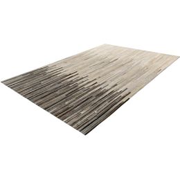Lederteppich Kayoom "Ravi 300" Teppiche Gr. B/L: 80 cm x 150 cm, 8 mm, 1 St., schwarz (creme, schwarz) Esszimmerteppiche