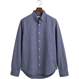 Langarmhemd Gant "Slim Fit Oxford Hemd strukturiert langlebig dicker" Gr. S, N-Gr, blau (persian blue) Herren Hemden Langarm
