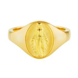 CAI Fingerring CAÏ "925 Silber vergoldet Madonna Siegelring" Fingerringe Gr. 062 (19,7), Silber 925 (Sterlingsilber), gelb Damen Fingerringe