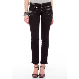 Cipo & Baxx Slim-fit-Jeans CIPO & BAXX Gr. 28, Länge 32, schwarz Damen Jeans Röhrenjeans