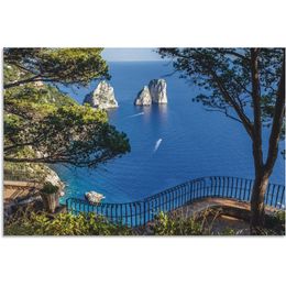 Wandbild Artland "Faraglione-Felsen auf Capri, Italien" Bilder Gr. B/H: 120 cm x 80 cm, Alu-Dibond-Druck Meer Bilder Querformat, 1 St., blau Kunstdrucke