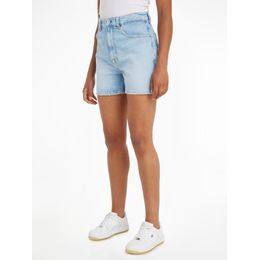Shorts Tommy Jeans "MOM UH SHORT BH0113" Gr. 28, N-Gr, blau (denim light) Damen Hosen High-Waist-Hosen