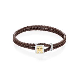 Armband Tommy Hilfiger "Schmuck Edelstahl Armschmuck Lederarmband" Armbänder Gr. Leder-Edelstahl, braun (braun, edelstahlfarben, gelbgoldfarben) Herren Hochzeitsmode