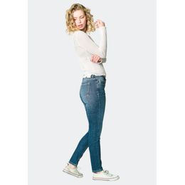 Slim-fit-Jeans FIVE FELLAS "GRACIA" Gr. 26, Länge 32, blau (mittelblau 522, 24m) Damen Jeans Röhrenjeans
