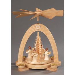 Weihnachtspyramide Albin Preissler "4 Engel mit Spanbaum, Weihnachtsdeko" Weihnachtspyramiden Gr. Höhe: 20 cm, beige (natur) Schwibbögen Weihnachtspyramiden