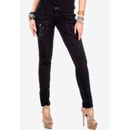 Cipo & Baxx Slim-fit-Jeans CIPO & BAXX Gr. 26, Länge 32, schwarz Damen Jeans Röhrenjeans