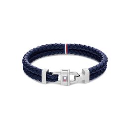 Armband Tommy Hilfiger "Schmuck Edelstahl Armschmuck Lederarmband" Armbänder Gr. Leder-Edelstahl, blau (blau, edelstahlfarben) Herren Hochzeitsmode