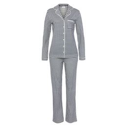 Pyjama s.Oliver Gr. 32/34, blau (navy, ecru kariert) Damen Homewear-Sets Pyjamas