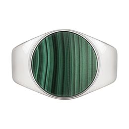 CAI Fingerring CAÏ "925 Silber rhodiniert Malachit" Fingerringe Gr. 058 (18,5), 2,5 ct, Silber 925 (Sterlingsilber), weiß (weiß, grün) Herren Fingerringe