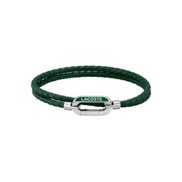 Armband Lacoste "Schmuck Edelstahl Armschmuck Lederarmband STARBOARD" Armbänder Gr. Leder-Edelstahl, grün (grün, edelstahlfarben) Herren Hochzeitsmode