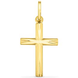 Kreuz-Anhänger Firetti "Schmuck Geschenk Gold 375 Halsschmuck Anhänger Halskette Kreuz" Schmuckanhänger Gr. Gelbgold 375, 0,16 g, gelb (gelbgoldfarben) Damen Anhänger
