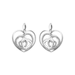 Paar Ohrhänger Jobo "Herzen" Ohrringe Gr. Silber 925 (Sterlingsilber), silberfarben (silber 925, weiß) Damen Ohrhänger