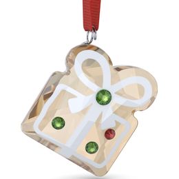 Dekohänger Swarovski "ORNAMENT GIFT, Geschenk, 5656278" Gr. B/H: 1,4 cm x 3,80 cm, bunt (champagnerfarben, weiß, grün, rot, metallfarben) Weihnachtsdekoanhänger