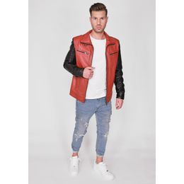 Lederjacke JCC "31019182", Herren, Gr. 50, rot (rot to schwarz), Obermaterial 100% Leder, Lamm / Lining: 100% Polyester, Jacken