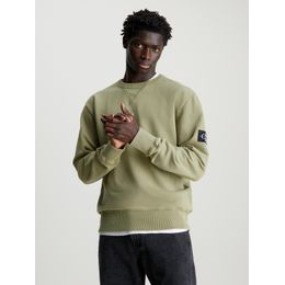 Sweatshirt Calvin Klein Jeans "WASHED BADGE CREW NECK" Gr. M, grün (dark juniper) Herren Sweatshirts