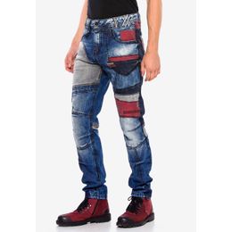 Cipo & Baxx Bequeme Jeans CIPO & BAXX Gr. 29, Länge 32, blau (blau, rot) Herren Jeans
