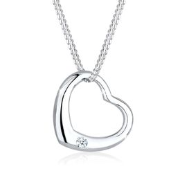 Collierkettchen Elli DIAMONDS "Herz Liebe Romantik Diamant (0.03 ct.) 925 Silber" Halsketten Gr. 45, 0.006 carat ct mit Diamanten, Silber 925 (Sterlingsilber), Länge: 45 cm, weiß Damen Colliers