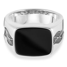 CAI Fingerring CAÏ "925/- Sterling Silber rhodiniert oxidiert Onyx" Fingerringe Gr. 058 (18,5), 3,0 ct, Silber 925 (Sterlingsilber), weiß (weiß, schwarz) Herren Fingerringe Handschmuck (Ringe)