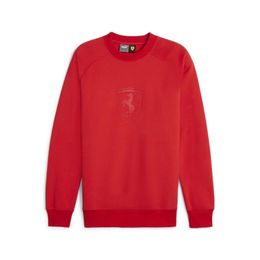 Sweatshirt Puma "Scuderia Ferrari Race Big Shield Motorsport Rundhalspullover" Gr. L, rot (red) Herren Sweatshirts