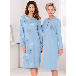 Nachthemd Ascafa "Kurzarm-Nachthemden" Gr. 52/54, Langarm, blau (hellblau, hellblau, bedruckt) Damen Kleider Nachthemden