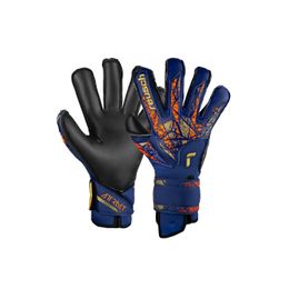 Torwarthandschuhe Reusch "Attrakt Duo Evolution" Gr. 12, bunt (goldfarben, blau) Damen Handschuhe Sporthandschuhe