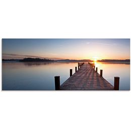 Glasbild Artland "Sonnenstrahlen - Sonnenuntergang" Bilder Gr. B/H: 125 cm x 50 cm, Gewässer, 1 St., blau Glasbilder