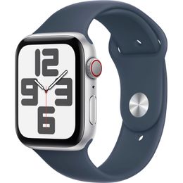 Smartwatch Apple "Watch SE GPS Aluminium 44 mm + Cellular M/L" Smartwatches blau (silver, storm blue) Fitness-Tracker