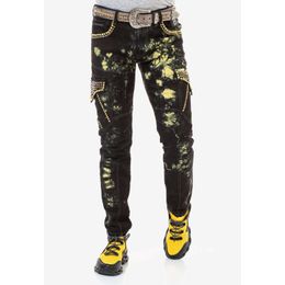 Cipo & Baxx Bequeme Jeans CIPO & BAXX Gr. 42, Länge 34, gelb (gelb, schwarz) Herren Jeans