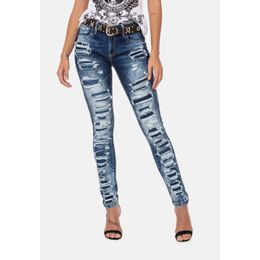 Cipo & Baxx Slim-fit-Jeans CIPO & BAXX Gr. 25, Länge 32, blau Damen Jeans Röhrenjeans