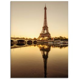 Glasbild Artland "Paris Eiffelturm V" Bilder Gr. B/H: 60 cm x 80 cm, Glasbild Gebäude Hochformat, 1 St., goldfarben Glasbilder