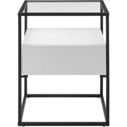 Beistelltisch MCA furniture "Evora" Tische Gr. B/H/T: 43 cm x 54 cm x 43 cm, weiß (weiß, schwarz, klarglas) Beistelltische