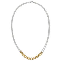 Kette ohne Anhänger Jobo "2-reihig" Halsketten Gr. Silber 925 (Sterlingsilber), Länge: 42 cm, goldfarben Damen Ketten ohne Anhänger
