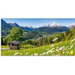 Glasbild Artland "Landschaft in den Bayerischen Alpen" Bilder Gr. B/H: 100 cm x 50 cm, Berge, 1 St., grün Glasbilder