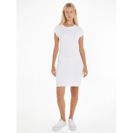 Jerseykleid Tommy Jeans "TJW BODYCON SMOCK DRESS" Gr. L (40), N-Gr, weiß (white) Damen Kleider Freizeitkleider