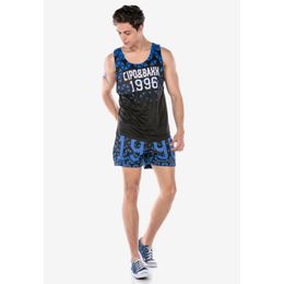 Cipo & Baxx Anzug CIPO & BAXX Gr. XL, EURO-Größen, blau (blau, schwarz) Herren Anzüge Tanktop Badehose Ärmellose Shirts