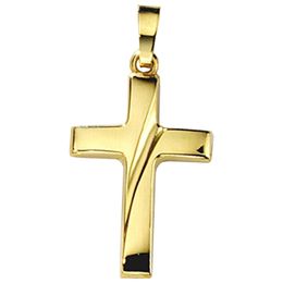 Kreuz-Anhänger Jobo "Anhänger Kreuz" Schmuckanhänger Gr. Gelbgold 333, goldfarben (gelbgold 333) Damen Anhänger