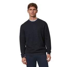 Marc O'Polo V-Ausschnitt-Pullover MARC O'POLO "aus Baumwolle und Leinen" Gr. L, blau (dunkelblau) Herren Pullover V-Ausschnitt-Pullover