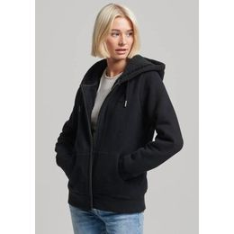 Kapuzensweatshirt Superdry "ESSENTIAL BORG LINED ZIPHOOD" Gr. XL, schwarz (black) Damen Sweatshirts -jacken