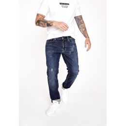 Slim-fit-Jeans FIVE FELLAS "DANNY" Gr. 32, Länge 34, blau (dunkelblau 518, 12m) Herren Jeans Slim Fit