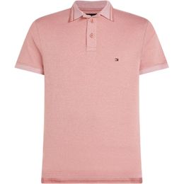 Poloshirt Tommy Hilfiger "PRETWIST MOULINE SLIM FIT POLO" Gr. L, rosa (teaberry blossom, white) Herren Shirts Kurzarm