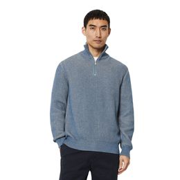 Marc O'Polo Troyer MARC O'POLO "aus reiner Bio-Baumwolle" Gr. L, blau Herren Pullover Troyer